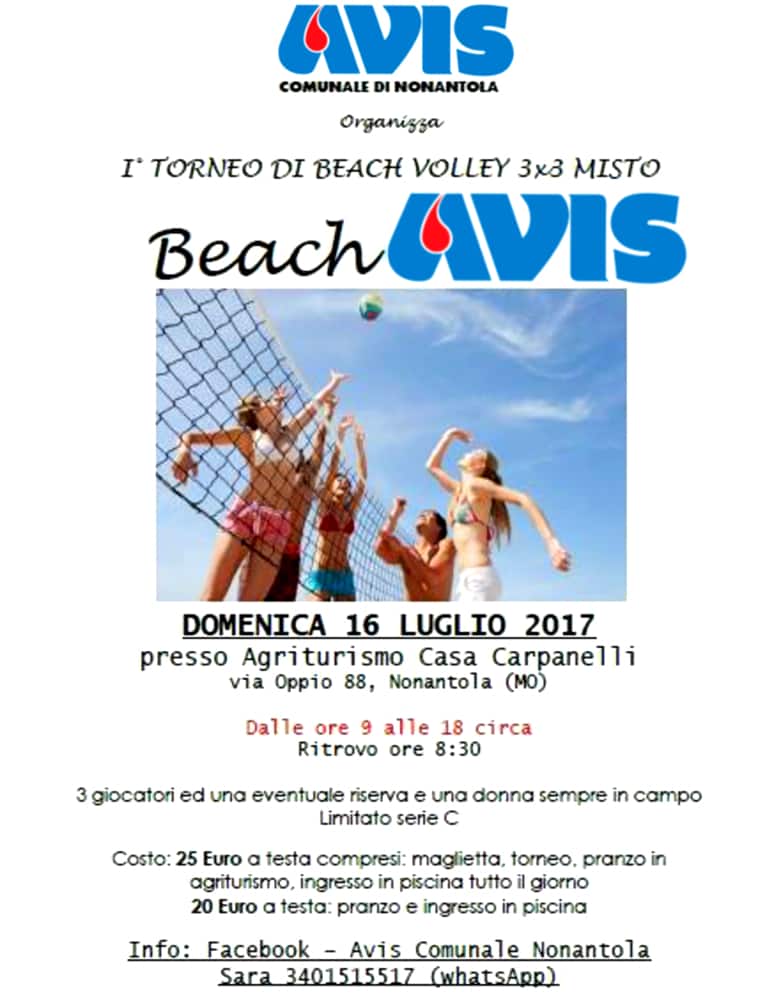 Nonantola, Troneo di beach volley - AVIS Provinciale Modena