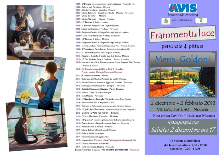 Modena, mostra di Meris Goldoni - AVIS Provinciale Modena